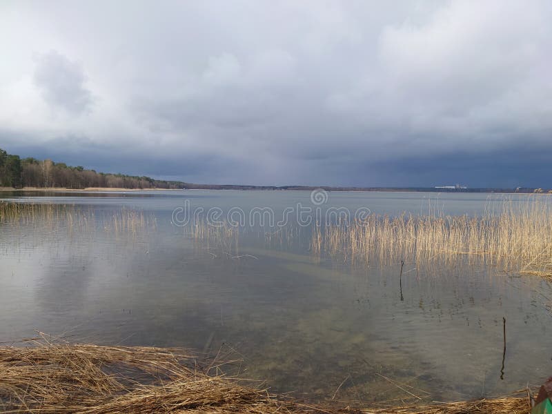 Lake, bad whether stock image. Image of river, horizon - 272782795