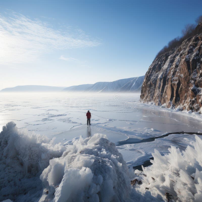 Lake Baikal in Winter Frozen Lake Stock Photo - Image of nature ...