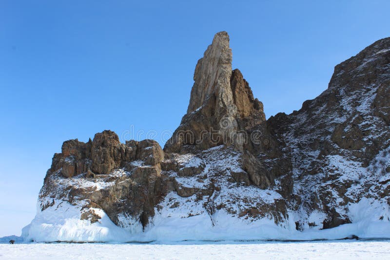 Lake Baikal in Winter, Ice Formations, Icicles, Snow Landscape Stock ...