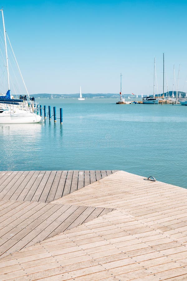 Lake Balaton and Harbor in Balatonfured, Hungary Stock Image - Image of ...