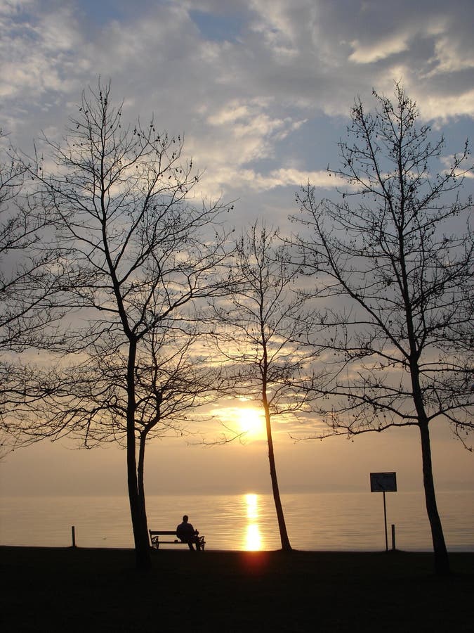 Lake Balaton in sunset stock image. Image of sunset, bridge - 21986803