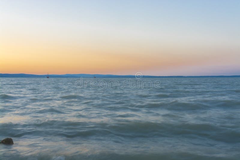 Lake Balaton Sunset stock image. Image of lake, siofok - 129590481