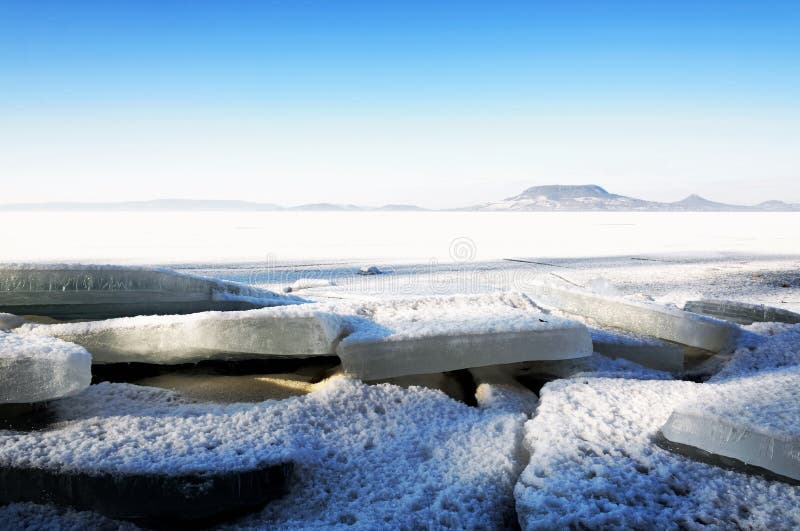 Lake Balaton in Winter Time Stock Image - Image of snow, scenic: 84584055