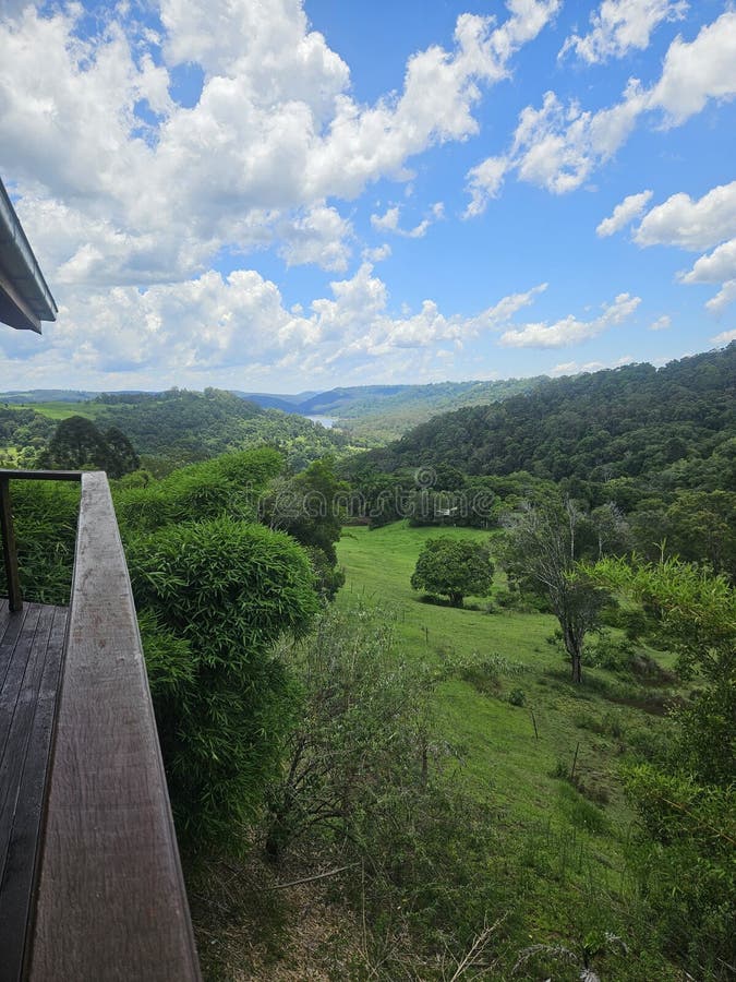 Lake Baroon View Across Valley Stock Image - Image of tourism, hill ...