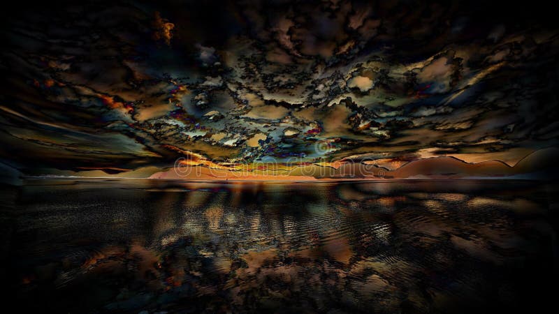 Lake with Beautiful Clouds in the Background and Artistic Effect. Loop ...