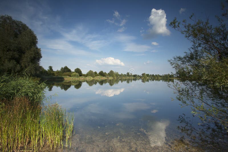 Lake with Beautiful Reflections in the Water Stock Photo - Image of ...