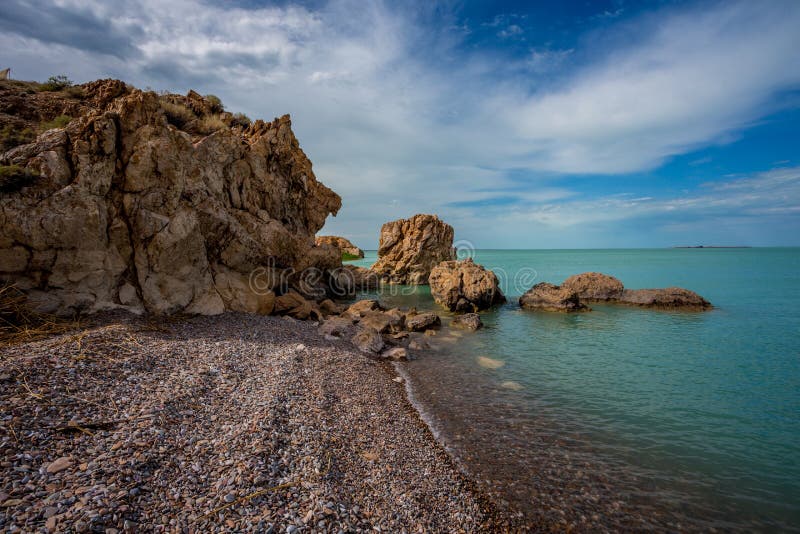 Beautiful Rocks with Green Leaves in Citepus Beach, Pelabuhan Ratu ...