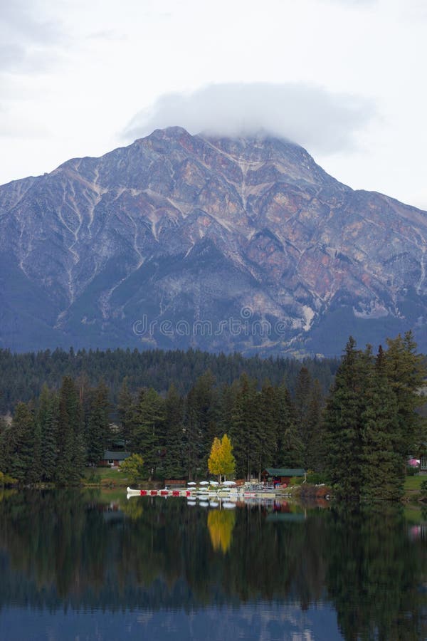 Lake Beauvert at Jasper National Park, Alberta, Canada Stock Image ...