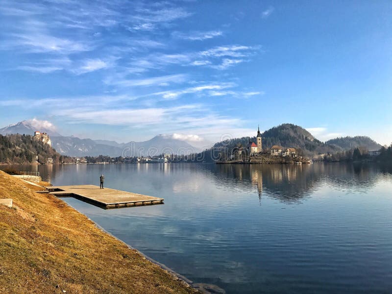 Lake Bled Panoramic View, Slovenia Stock Image - Image of view ...