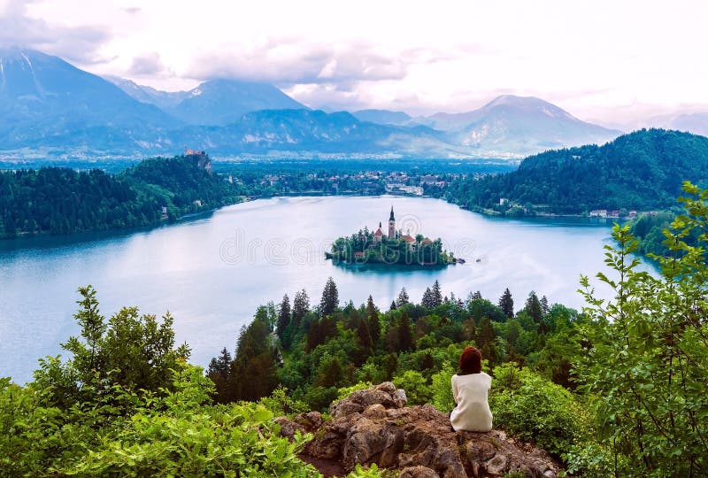 Lake Bled stock photo. Image of hill, europe, church - 45804716