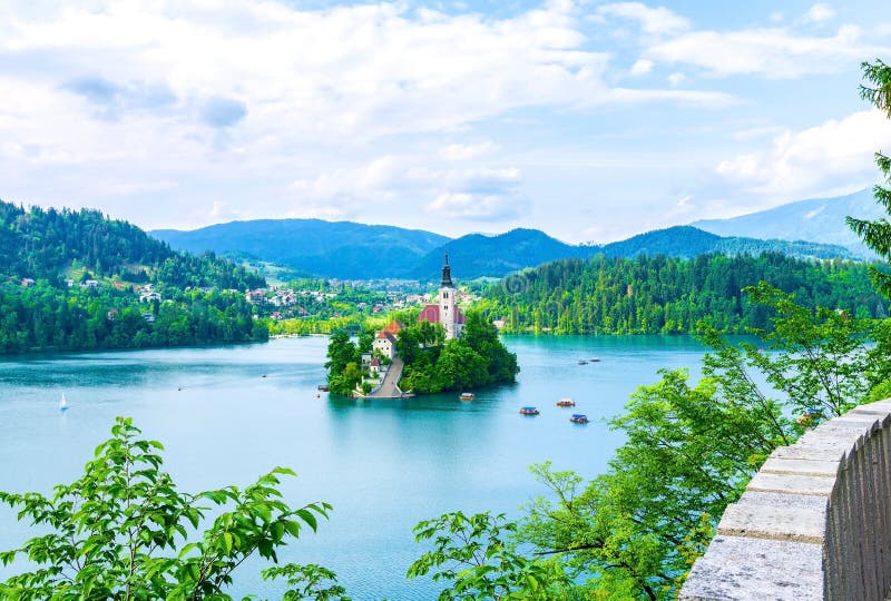Lake Bled stock photo. Image of hill, europe, church - 45804716