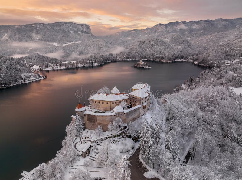 Lake Bled on a Winter Morning Stock Image - Image of misty, foggy ...