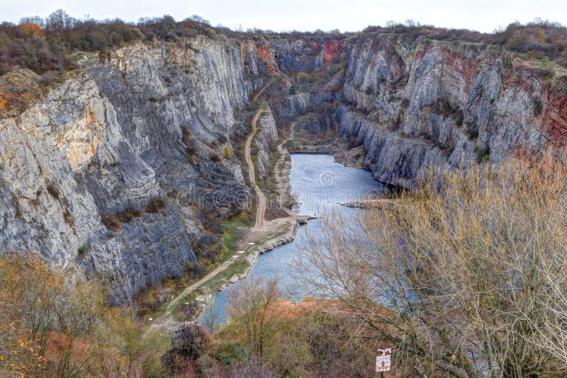 Lake on the Bottom of the Closed Stone Pit Stock Photo - Image of bush ...