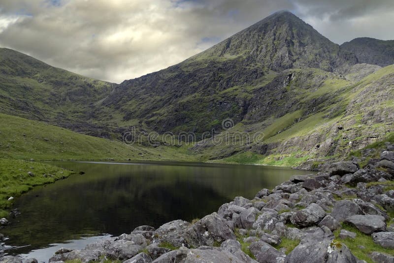 Lake at the Bottom of a High Rocky Mountain Stock Photo - Image of ...