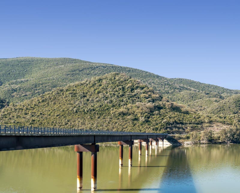 Lake with bridge stock image. Image of hill, mirror, grass - 29383491