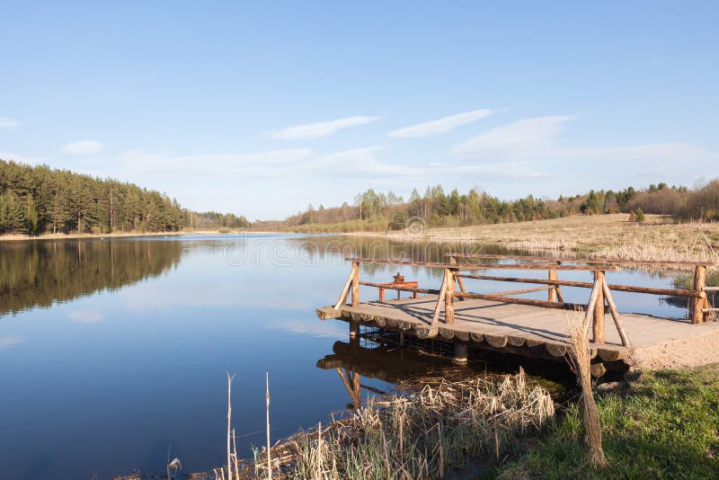 Lake and bridge stock image. Image of sunny, wood, landscape - 50988245