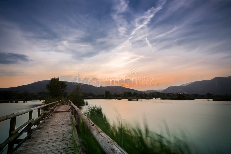 Lake bridge stock image. Image of morning, wood, structure - 117436839