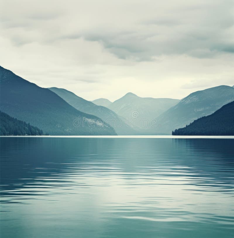 The Lake is Calm with Mountains in the Background Stock Photo - Image ...