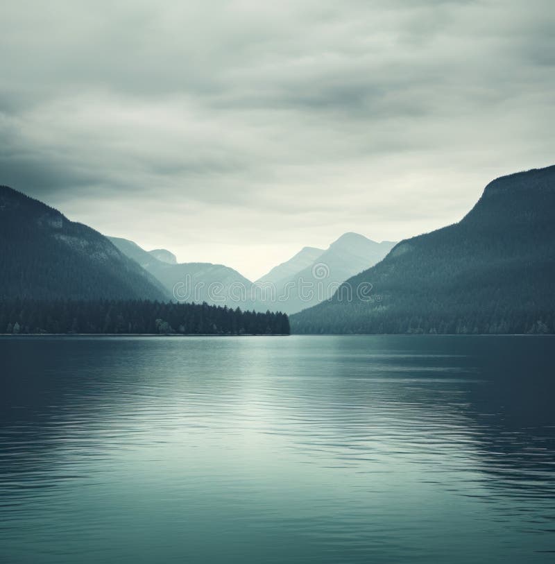 The Lake is Calm with Mountains in the Background Stock Image - Image ...