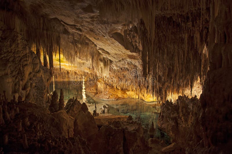 The lake in the cave stock photo. Image of speleology - 120784504