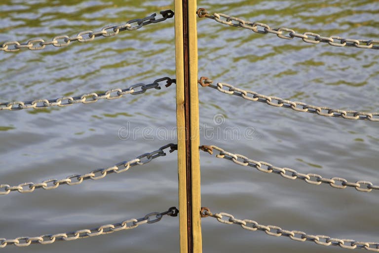 Lake chain railings stock image. Image of structure - 364812727