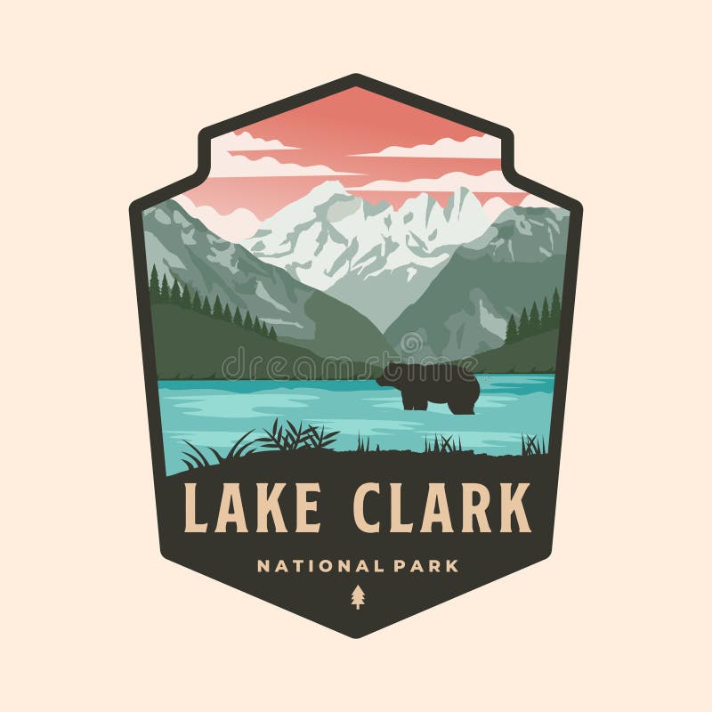 Lake Clark National Park Logo Patch Vector Illustration Design, Lake ...