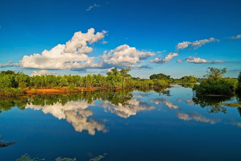 Lake with Cloud Reflection stock image. Image of cloud - 133600259