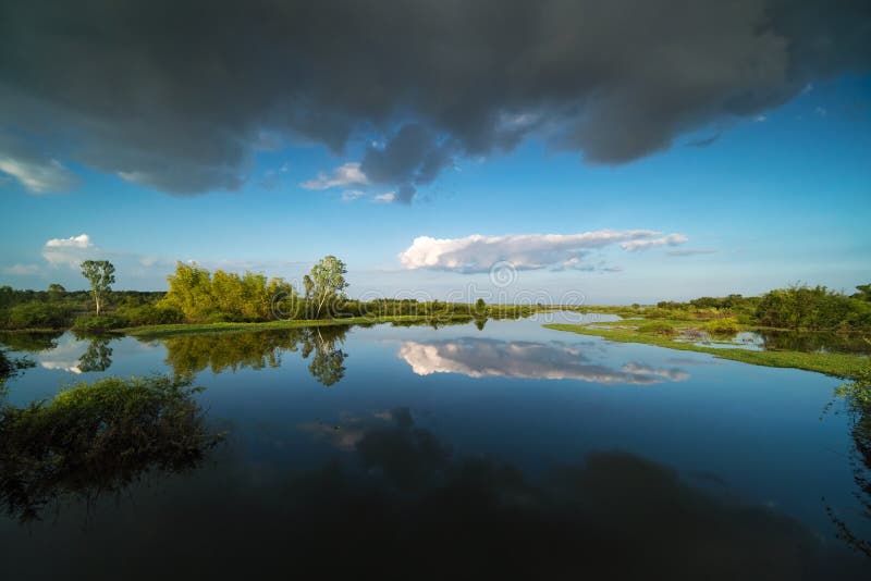 Lake with Cloud Reflection stock image. Image of people - 133601235