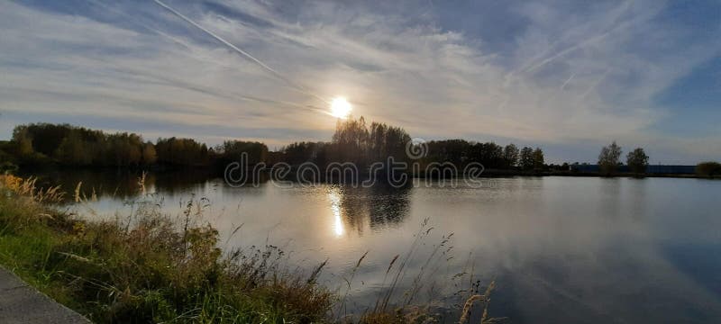 Lake, Clouds, Nature,reflection of the Sun, Sun Stock Image - Image of ...