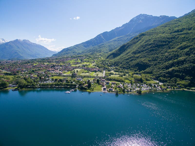 Lake Como Lake it - Bay of Piona Stock Photo - Image of coast, alps ...