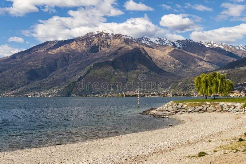 Lake Como Coastline in Domaso Town Stock Image - Image of mountain ...