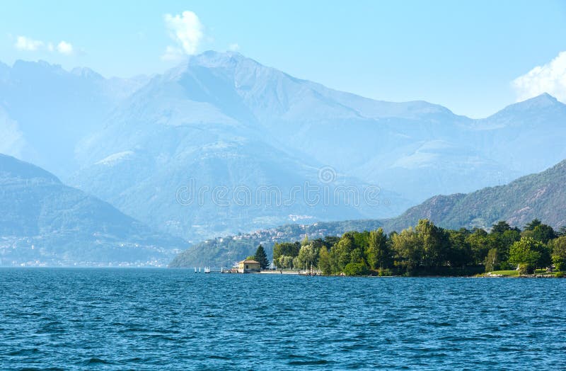 Lake Como (Italy) Summer Coast. Stock Image - Image of coastline, hill ...