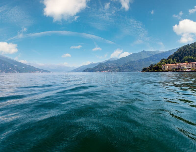 Lake Como (Italy) View from Ship Stock Photo - Image of landscape ...