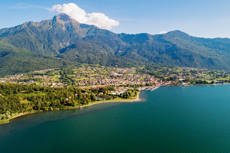 Lake Como it, Lido Di Colico, Aerial Stock Image - Image of coast ...