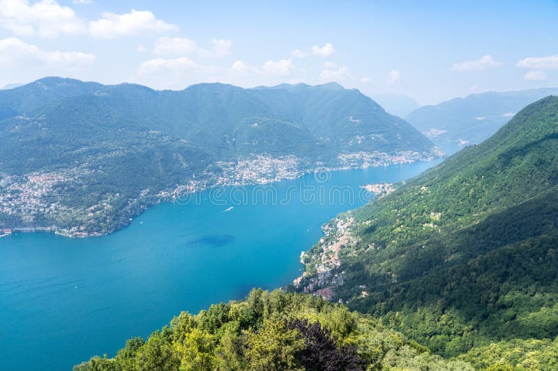Lake Como from Lighthouse Voltiano in Brunate, Italy Stock Photo ...