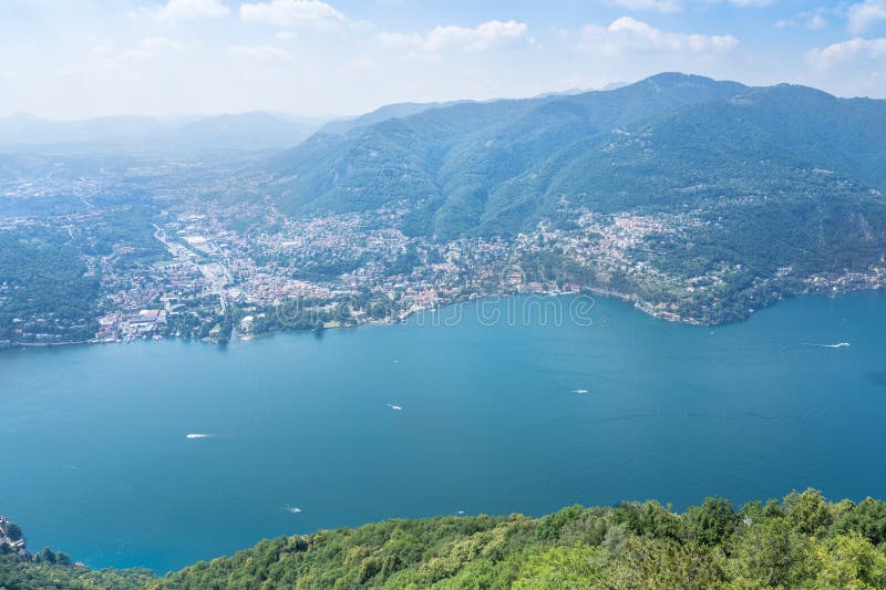 Lake Como from Lighthouse Voltiano in Brunate, Italy Stock Photo ...