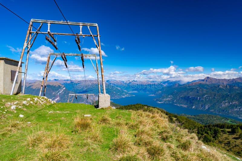 Lake Como, and the Monte San Primo Ski Lifts. Stock Photo - Image of ...