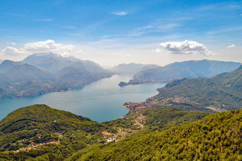Lake Como it - Panoramic Aerial View of the Central Lake Stock Image ...