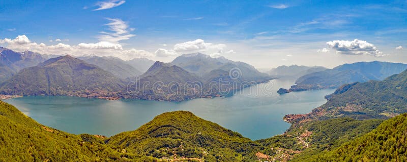 Lake Como it - Panoramic Aerial View of the Central Lake Stock Image ...
