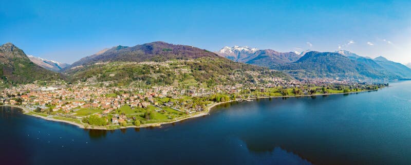 Lake Como it, Panoramic Aerial View of Dongo Stock Image - Image of ...
