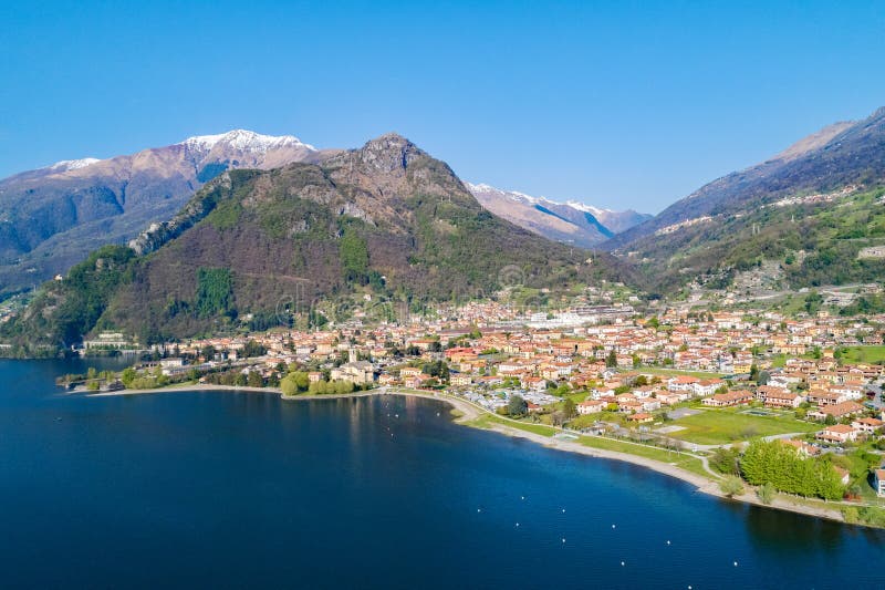 Lake Como it, Panoramic Aerial View of Dongo Stock Photo - Image of ...