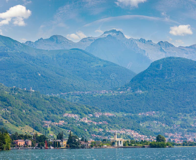 Lake Como Shore from Ship View Stock Photo - Image of haze, reflection ...