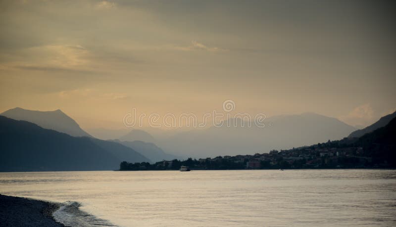 Lake como sunset stock photo. Image of lombardy, view - 64978228