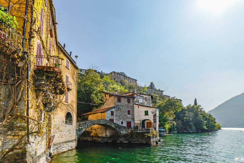 Lake Como and the Town of Nesso Stock Image - Image of landscape ...