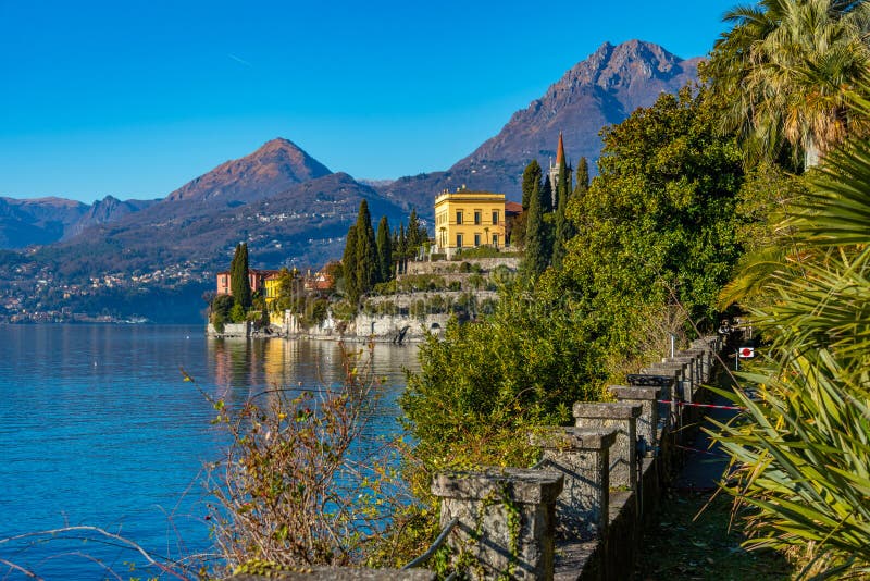 Lake Como Viewed from Gardens of Villa Monastero, Italy Stock Photo ...