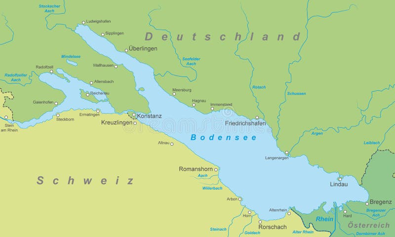 Lake Constance - Map of Lake Constance Stock Illustration ...