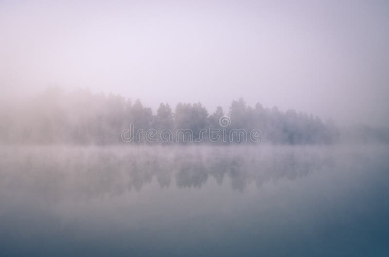 Lake covered by fog stock photo. Image of early, mist - 33885004