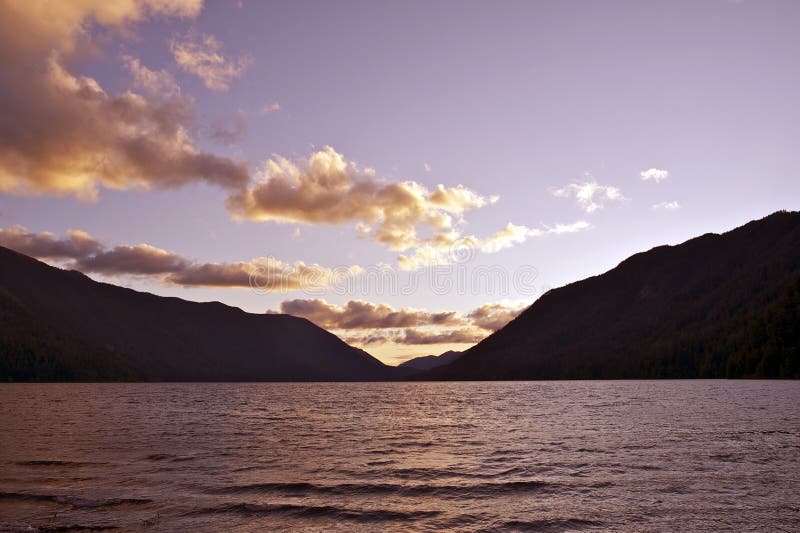 Lake Crescent Sunset stock image. Image of national, wavy - 28672087