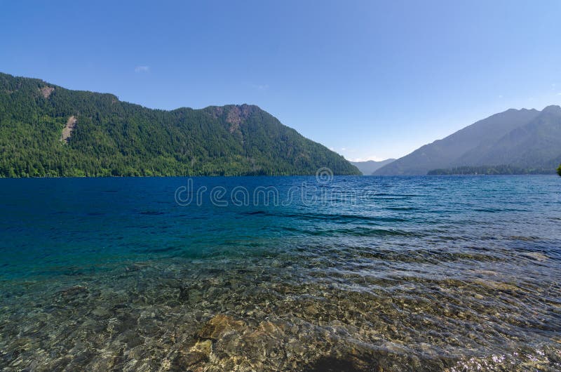 Lake Crescent Washington Blue Water Stock Image - Image of nature ...