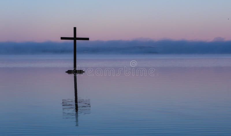 Gods Rays, Cross and Fisherman Stock Photo - Image of catholic ...